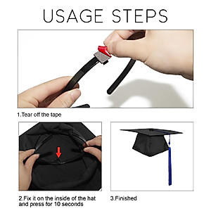 cobinaan Secures Your Graduation Cap Headband, Don't Change Your Hair, Secure Hairstyle Unisex 2PCS Black