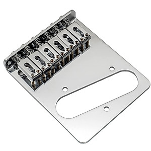 Musiclily Modern Guitar Telecaster Bridge Assembly with 6 Saddles for Fender Tele Style Electric Guitar Replacement, Chrome