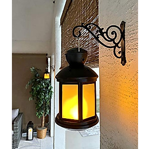 HongKim 2 Pieces 6-Inch Outdoor Indoor Small Decorative Iron Wall Hooks for Hanging Lanterns Solar Lights Bug Zappers Hummingbird Feeders Wind Chimes Hangers, Black