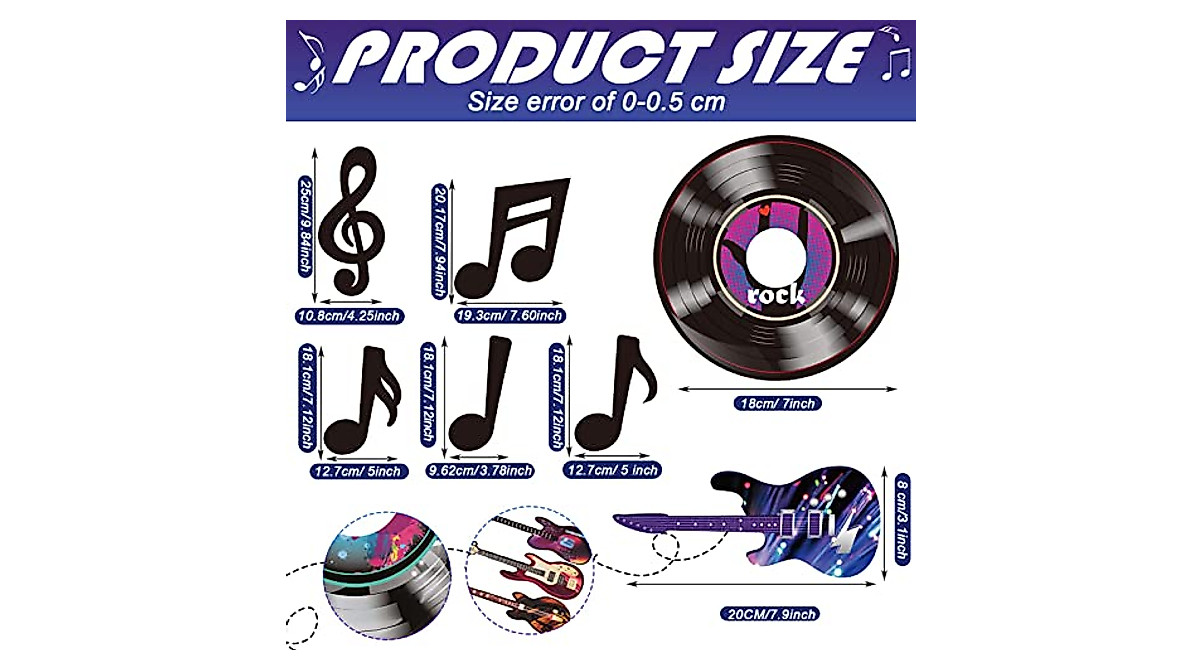 Music Party Decorations Set | 40-Piece Sound & Rock Decor