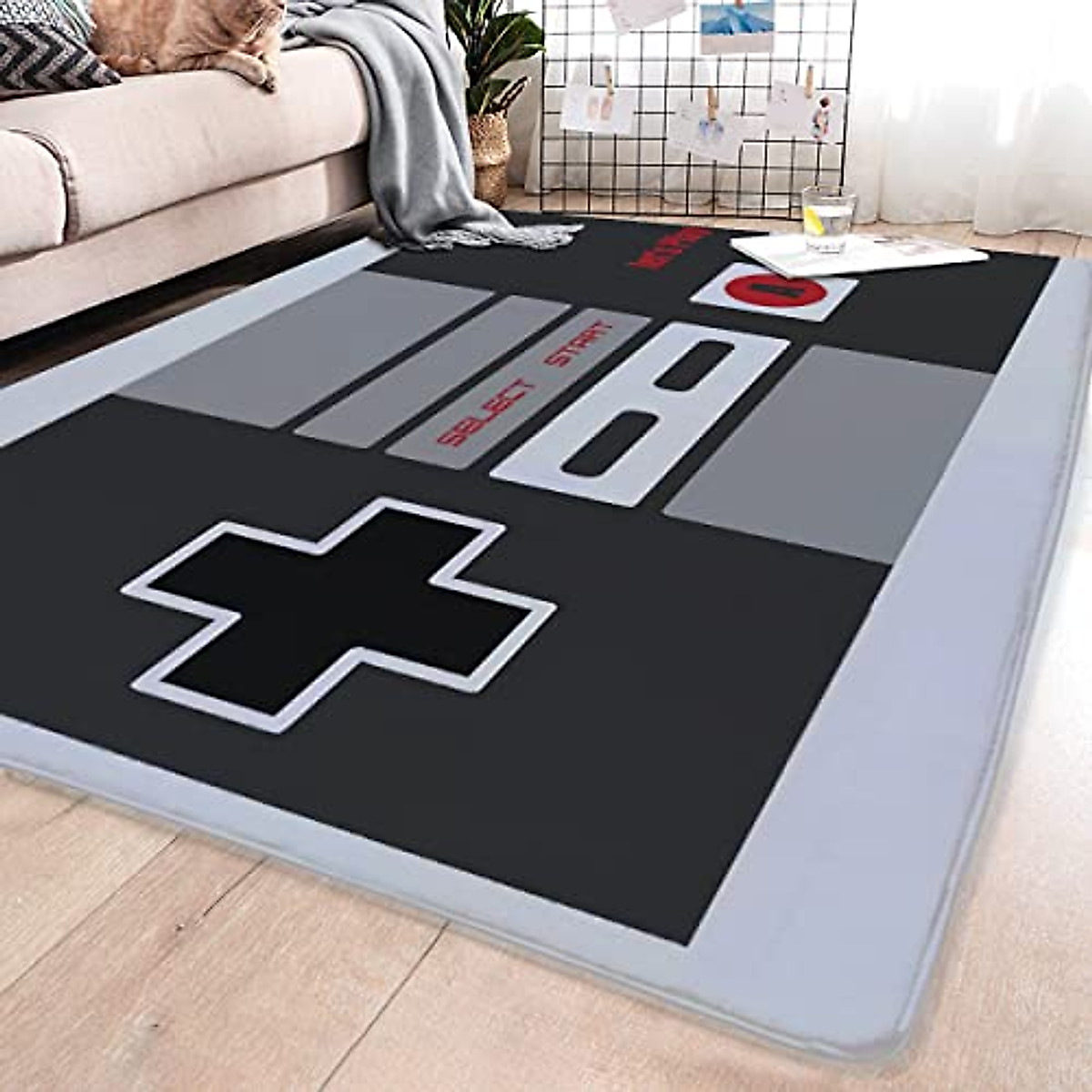 SAMAUN Large Gamer Rug Area Rugs Game Printed Carpets for Game Room Decor Gamer Boys Bedroom Decor 3D Printed Player Home Decor Non-Slip Crystal Floor Mat,Video Game Rug Retro Gamepad（39x60inch）