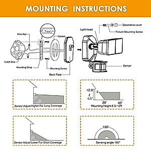 EMANER Dusk-to-Dawn Security Lights with Motion Sensor, 5000K Daylight White, IP65 Waterproof Outdoor, 110V 120V Dual-Head Rotatable LED Flood Light for Porch, Garage, Yard, Driveway