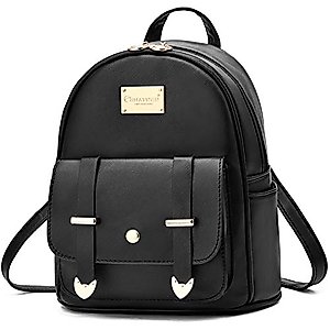 I IHAYNER Girls Fashion Backpack Mini Backpack Purse for Women Teenage Girls Purses PU Leather cute Backpack Shoulder Bag Black