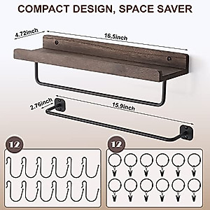 HYDERMUS Hat Rack for Wall with Shelf for 24 Baseball Caps Metal Hat Organizer with 12 Clips and 12 Hook Hat Holder Wall Mounted for Baseball Caps Trucker Hat and Others Hat Weathered Walnut