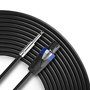 Yoico Pro 50 Feet Speakon to 1/4 Speaker Cable - 50 ft 12 Gauge Speakon to 1/4 Male Inch Audio Amplifier Connection Heavy Duty Cord - Single