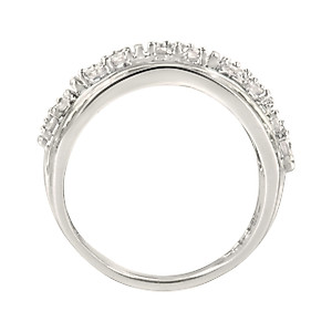 Haus of Brilliance .925 Sterling Silver 2.0 Cttw Round & Baguette Cut Diamond Multi-Row Channel Set Tapered Cocktail Fashion Ring (I-J Color, I3 Clarity) - Size 6