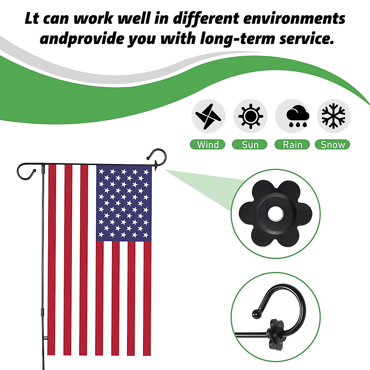 12 Pcs Garden Flag Rubber Stoppers Christmas Yard Flag Stands Black Flower Shape Flag Pole Stopper for Lawn Flags Stands Holder for Indoor and Outdoor Flag Pole Stand