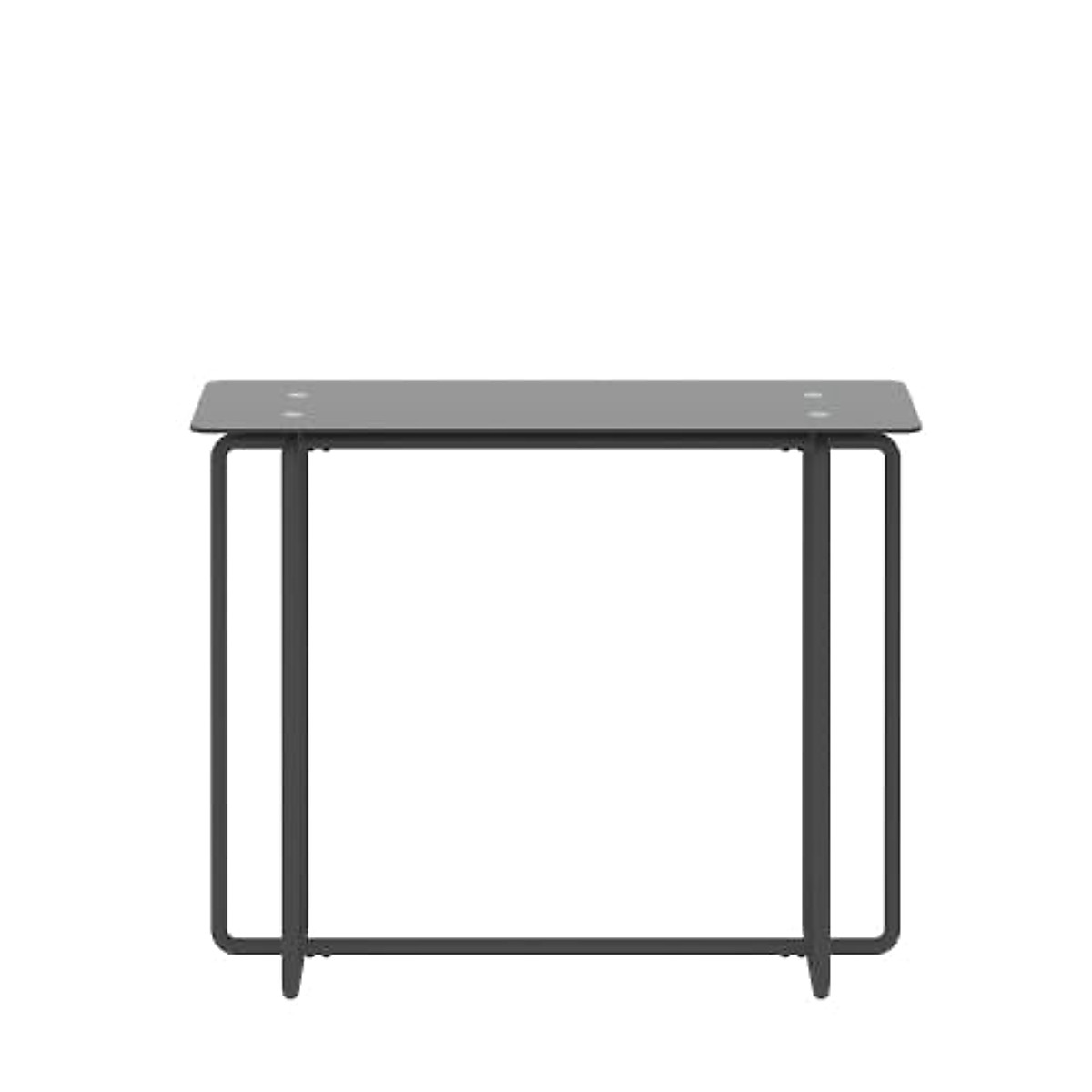 YISH W24181016 Console Modern Minimalist Porch Black Leg, Double Tempered Tea Rectangular, Glass Sofa Table for Entryway Living Room Bedroom Metal Frame