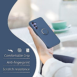 TUNKARMOR for Samsung Galaxy A14 5G Case: with 2 Pack Tempered Screen Protector & Built in 360° Adjustable Ring Kickstand Shockproof Protection Soft TPU Silicone Phone Cover (Blue)