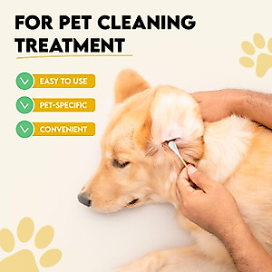 AnimoGoods 6-Inch Long Q-Tips for Cleaning Dogs' Ears | Extra-Wide Cotton Swabs for Dog Ear Cleaning | Eco-Friendly Dog Ear Swabs & Pads | Organic Bamboo & Cotton | 100-Pack