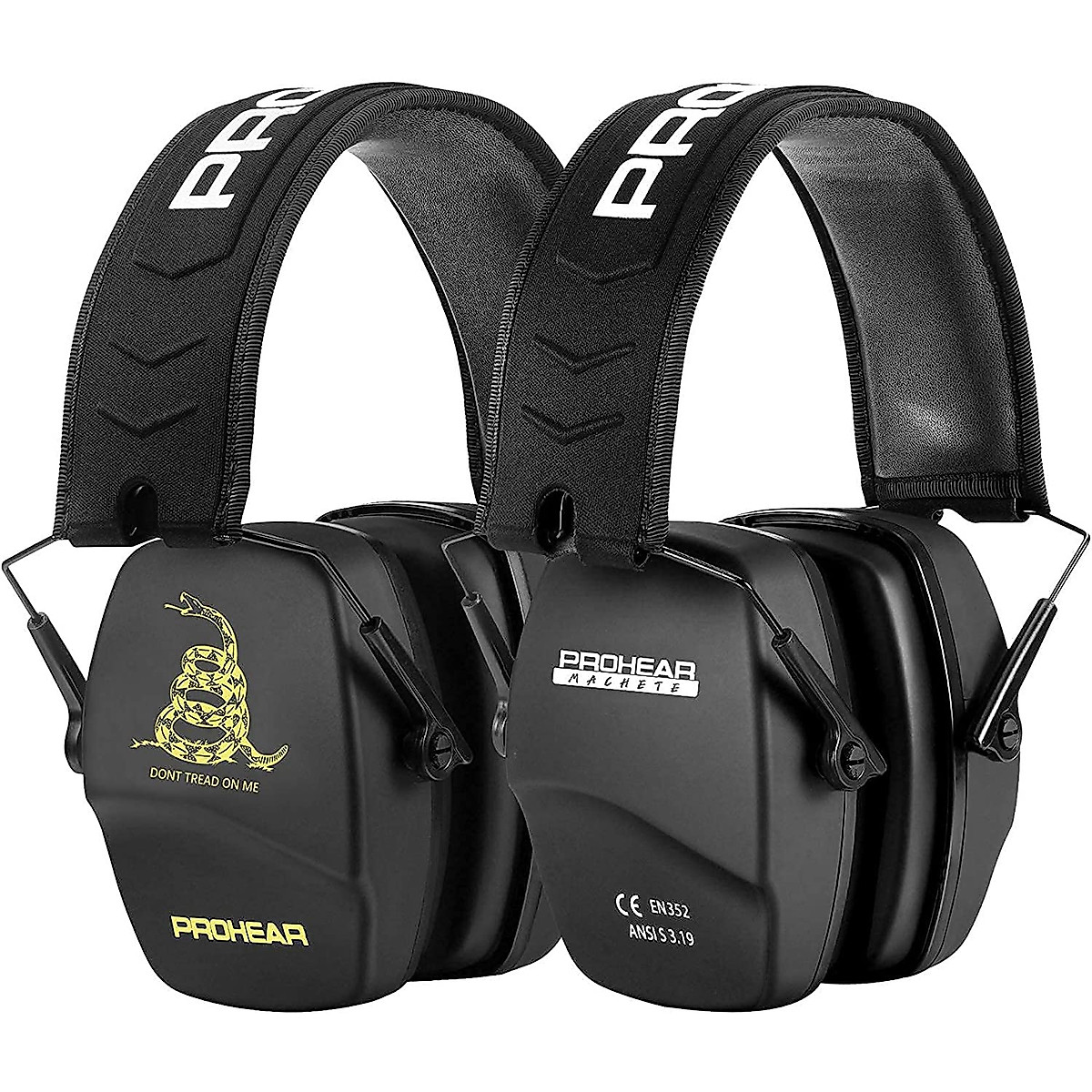 PROHEAR 016 2-Pair Shooting Ear Protection Safety Earmuffs, NRR 27dB Noise Reduction Slim Passive Hearing Protector with Low-Profile Earcups, Compact Foldable Muffs for Gun Range, Hunting