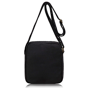 Small mini Hippie Crossbody Bag Top Zip Cotton Sling Bag Jacquard cloth Handmade Bags (Black)