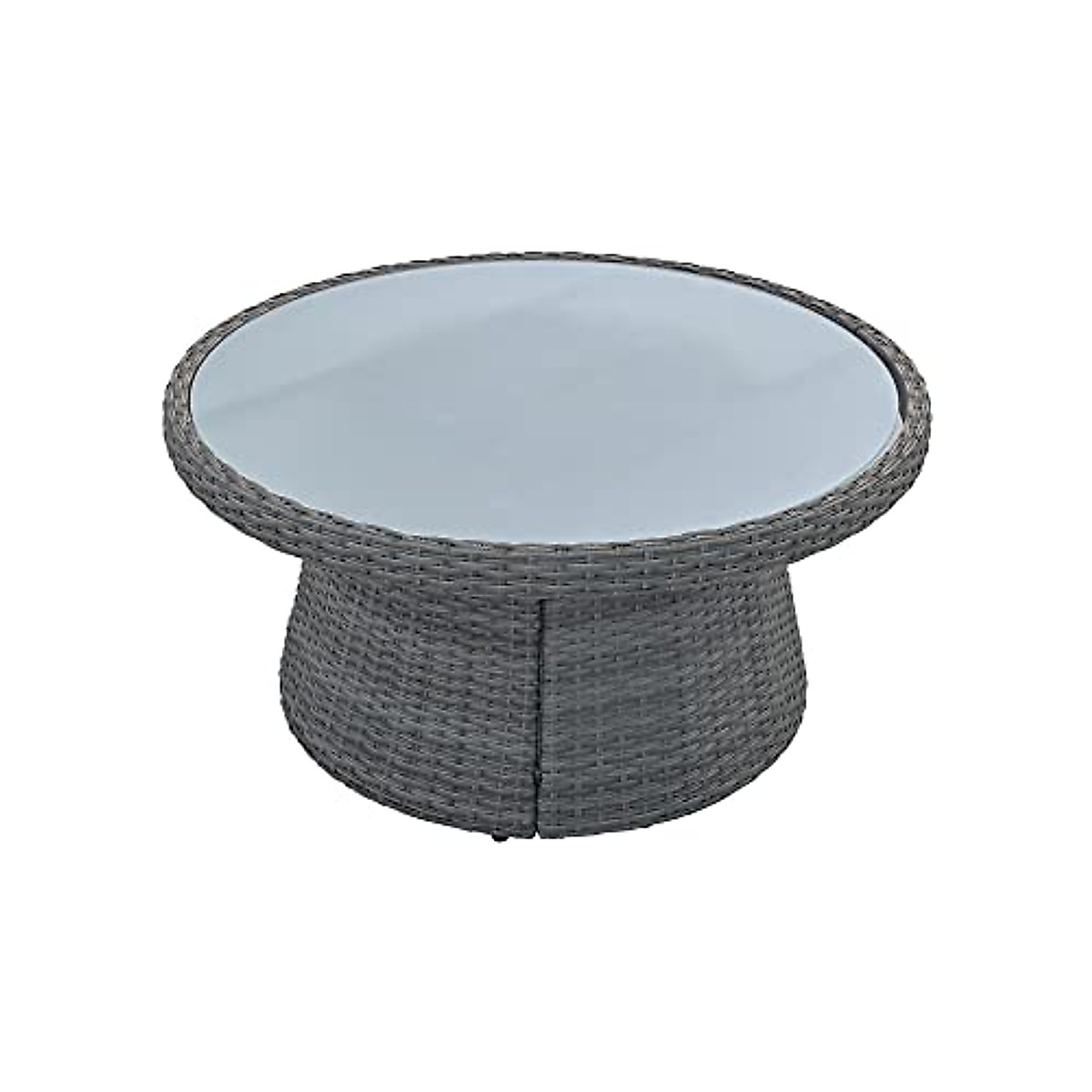 DHPM 10-Piece Half-Moon Sectional Patio Furniture Set Curved Outdoor Sofa with Tempered Glass Round Coffee Table, Light Gray