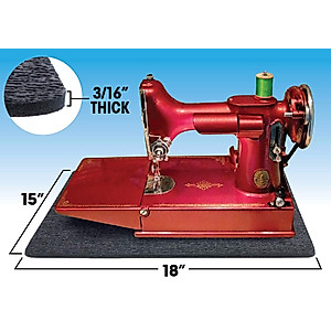 Stay-In-Place Machine Mat - 15" x 18" - Calms Vibration and Dampens Noise. Great for Sewing Machines and Sergers. Made In USA. Black