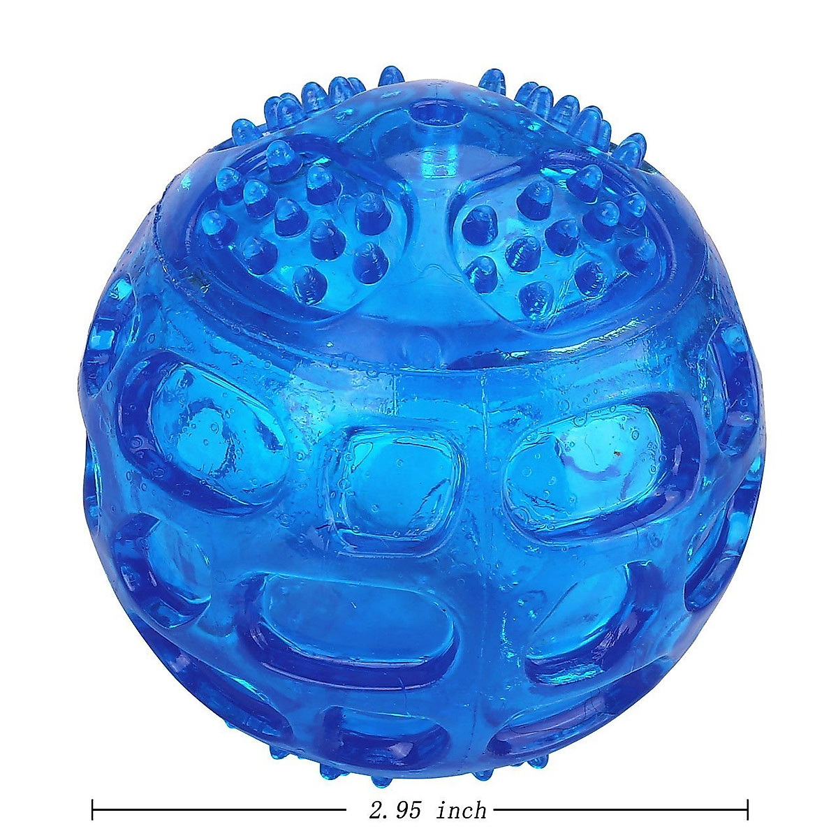 JULYFOX Pet Balls for Dog Squeaky Fetch Ball Toys Durable Chew Toy with Squeaker Bulk for Dog Small/Medium 2 Pack Blue+Green