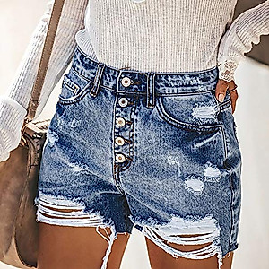 aihihe Jean Shorts for Teen Girls Women Black Summer Jean Shorts Ripped Stretchy Casual Summer Denim Shorts
