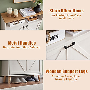 Alaxgumrol Shoe Cabinet Storage for Entryway, Shoe Storage Cabinet with 2 Flip Drawers, Slim Hidden Shoe Cabinet with Adjustable Shelf, Narrow Shoe Rack, Freestanding Shoe Organizer for Hallway, Oak