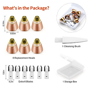Flawless-Replacement Heads, Compatible with Finishing Touch Flawless Eyebrow Hair Remover Tool As Seen On TV, Perfect Touch and Smooth Finishing, Rose Gold (6Pcs), with Cleaning Brush & Case Storage