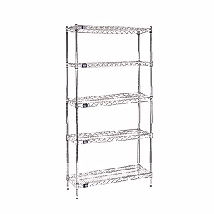 Nexel - 18" x 36" x 74", 5 Tier, NSF Listed Adjustable Wire Shelving, Unit Commercial Storage Rack, Chrome, Leveling feet