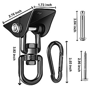 Velomill Porch Swing Hanging Kit, 360°Rotating 1200 lb Capacity Hanger for Porch Swing, Hammocks, Swing Chair, Yoga (2 Pack)