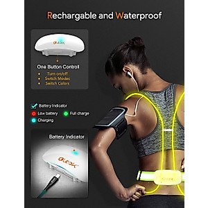 Olook High Visibility LED Light Up Vest with Running Light, 360° Reflective Safety Gear for Night Running, Cycling, Joggers, Rechargeable and Waterproof, L-Green(Patent Pending)