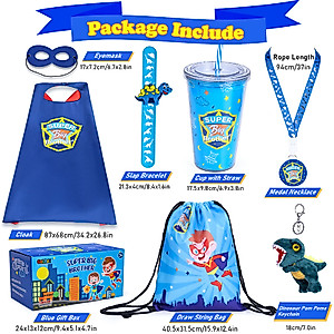 Golray Super Big Brother Gifts Set with Superhero Cape Eyemask Dinosaur Slap Bracelets Necklace, Drawstring Backpack, Plush Keychain, Insulated Plastic Tumbler Cup Big Brother Gift Little Toddler Boy