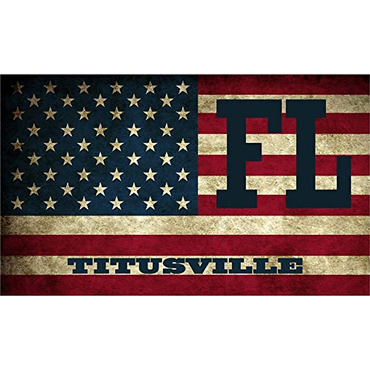 (x3) 2x3 inch Stickers | Reflective Titusville FL Florida Brevard County Vintage US Flag Sticker Graphic - Construction Toolbox, Hardhat, Lunchbox, Helmet, Mechanic, Luggage