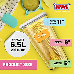 Kitchen Discovery Flour or Sugar Container with Lid and Spoon Airtight 6.5L Food Storage Container Also Retains Freshness of Cereal, Snacks and Coffee – Multipurpose Storage with Spoon