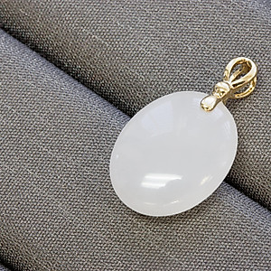 CHOW TAI FOOK Oval Shape Heitian Jade Pendant with 18K Yellow Gold Claws Prong