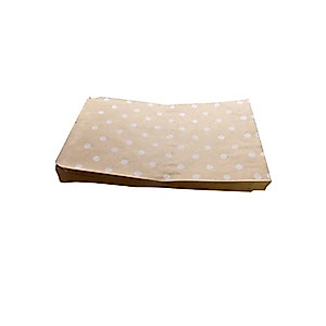 N'icePackaging 100 Qty 6" x 9" Decorative Flat Paper Gift Bags - White Polka-Dot on Brown Kraft Bags - For Sales/Treats/Parties Cookies/Gifts