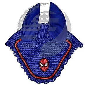 Spider Man Horse Ear Bonnet Fly Veil Crochet Equestrian Bonnet Full/Cob/Pony (Full)