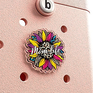 BOGGbeans Mom Life Charm for Bogg Bag, Simply Southern Totes, and Similar Styles. Acrylic 3" Flower Charm Accessories for Beach Totes