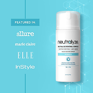 Neutralyze Maximum Strength Acne Moisturizer for Face & Body - Time Released, Medical Grade 2% Mandelic Acid & Salicylic Acid Cream - Renewal Complex Facial Moisturizer for Acne Prone Skin (90+ Day)