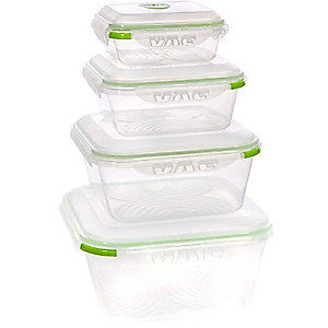 Ozeri INSTAVAC Green Earth Food Storage Container Set, BPA-Free 8-Piece Nesting Set with Vacuum Seal and Locking Lids
