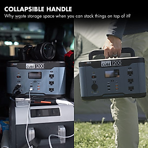 Wagan EL8836 Lithium Cube 1200 Portable Power Station 1166Wh Lithium Battery, 120V 1000W Pure Sine Wave, AC DC Outlet, USB Outlet, Solar Power Generator