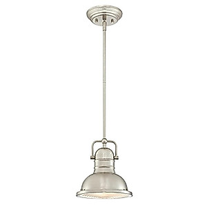 Westinghouse Lighting 6334600 Boswell One-Light LED Indoor Mini Pendant, Brushed Nickel Finish with Prismatic Lens