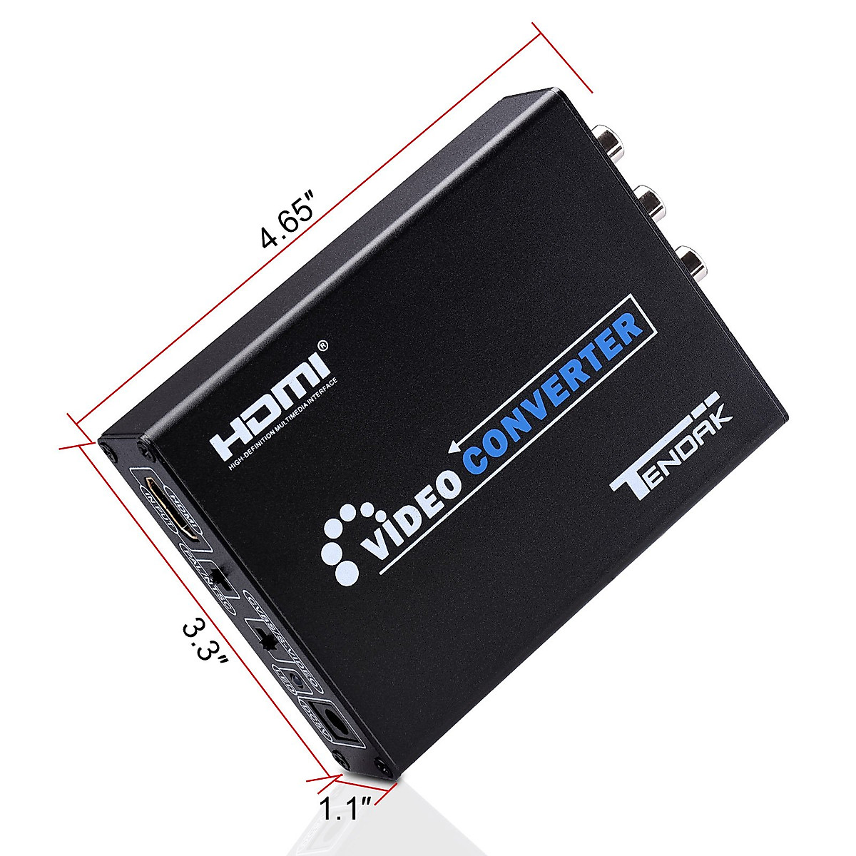 Tendak HDMI to Composite 3RCA AV S-Video R/L Audio Video Converter Adapter Upscaler Support 720P/1080P with RCA/S-Video Cable for PC Laptop Xbox PS3 TV STB VHS VCR Camera Blue-Ray DVD