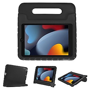ProCase Kids Case for iPad 9th Generation/iPad 8/iPad 7, iPad 10.2 Case 2021 2020 2019/iPad Air 10.5/iPad Pro 10.5 Kids Case, Shockproof Lightweight Case with Convertible Handle Stand-Black