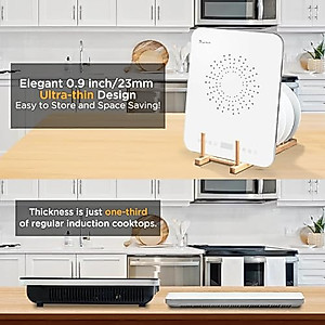 Portable Induction Cooktop, Countertop Induction Burner 0.9" Ultra-thin, Low Noise, 1200W Induction Hot Plate with Multi-safety Protection, 10 Power Setting, Timer, 110~120V White