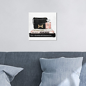 Wynwood Studio Fashion and Glam Wall Art Canvas Prints 'My Always Essentials' Home Décor, 12" x 12", Black, Pink