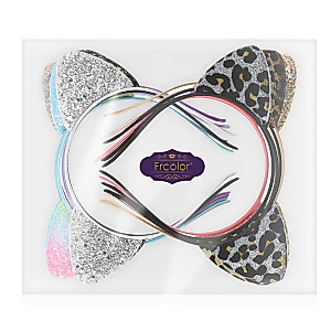 FRCOLOR Cat Ears Headband, Glitter Sequin Ear Headbands Metal Hair Hoops for Daily Party, 12Pack