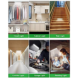 goodland Under Cabinet Lighting 80 LED Closet Light, Motion Sensor Lights Indoor USB Rechargeable Dimmable Wireless Stick-on Night Light Bar for Kitchen, Wardrobe, Garage, Stairs, Bedroom (3 Packs)