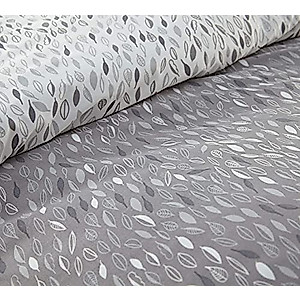 Botanical Leaves Collection - Premium Quality, Soft, Wrinkle, Fade, & Stain Resistant, Easy Care, Oversized Duvet Cover Set, King/California King, Grey