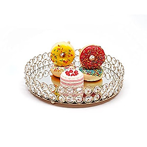 TFCFL 10 PCS Cake Stand Set Crystal Cupcake Dessert Plate Display Tower Mirror Cake Holder Cupcake Stands for Wedding Afternoon Tea Birthday Party Gold Cake Stand