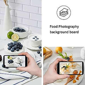 EOAJAFOU 3PCS 24×24in Photo Backdrop Boards White Marble & White Brick Wall with 3PCS Bracket for Food Photography Background