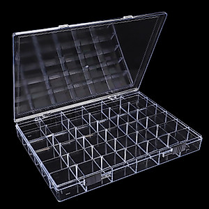 Udefineit 36 Grids Plastic Empty Jewelry Organizer Box, Highly Transparent Storage Container for Rings Earrings Diamond Nail Display Case, Double Buckle Art Craft Bead Storage Box with Fixed Dividers