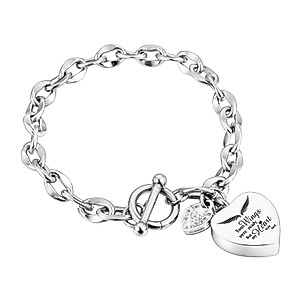 XIUDA Urn Bracelet for Ashes Cremation Bracelet Ashes Bracelet Heart Locket Holder Bangle Link Chain Women Men