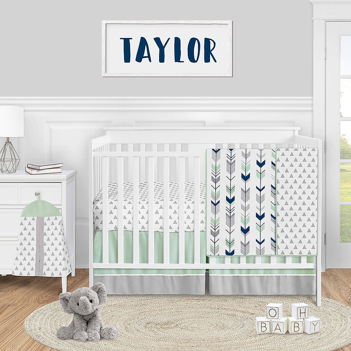 Sweet Jojo Designs Woodland Arrow Boy Fitted Crib Sheet Baby or Toddler Bed Nursery Photo Op - Grey, Navy Blue and Mint