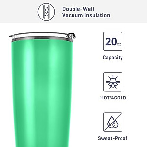 innewgogo Bright Green 20 oz Stainless Steel Vacuum Insulated Tumbler for Women Men Reusable Water Bottle with Leak-proof Lid & Straw Reusable Cup for Water Iced Tea Coffee Home Office School Gym