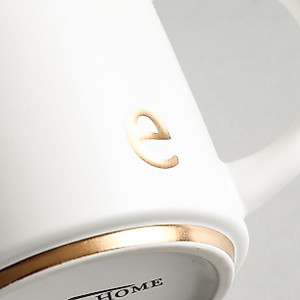 COLLECTIVE HOME - Monogram Ceramic Mugs, 15 oz Golden Initial Coffee Cups, Elegant Alphabet Tea Mugs, Elegant Personalized Mug with Gift Box, Luxurious Cups for Office and Home (e)